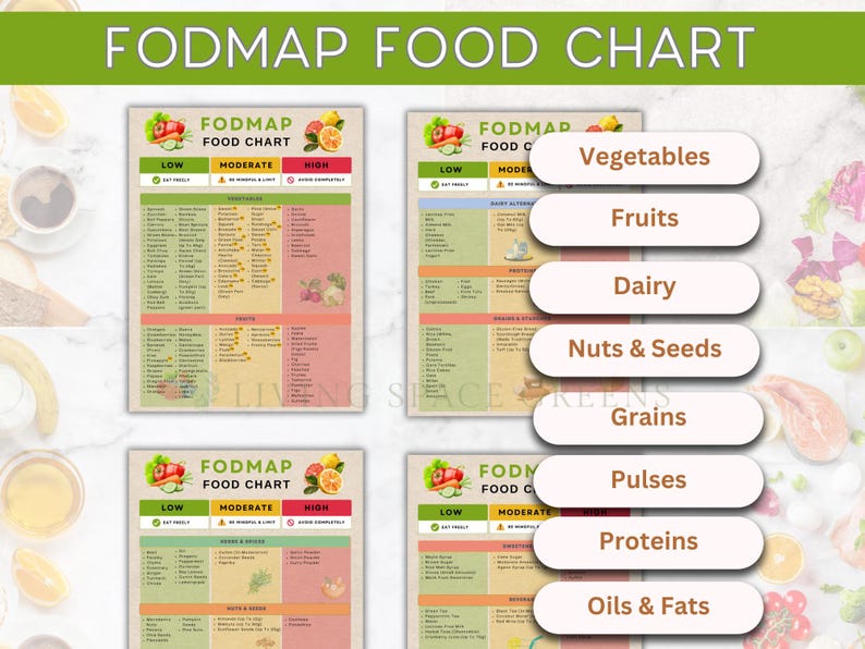FODMAP Food Chart Guide: IBS Recipes, Nutrition (digital Download ...