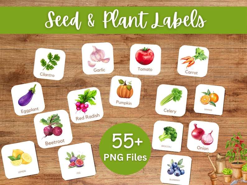 Plant Label Individual Pngs, Garden Labels, Plant Tags | Vegetable ...