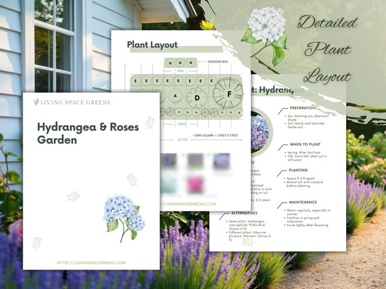 Hydrangea Landscape Cottage Garden Plan: Full Sun, Zones 5-9 - Etsy