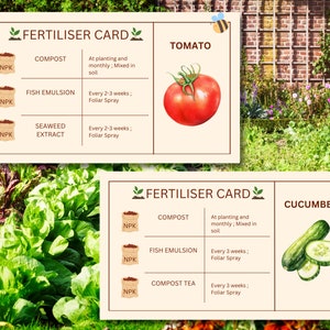 Fertiliser Cards for Vegetables and Herbs | Organic Gardening | Plant ...