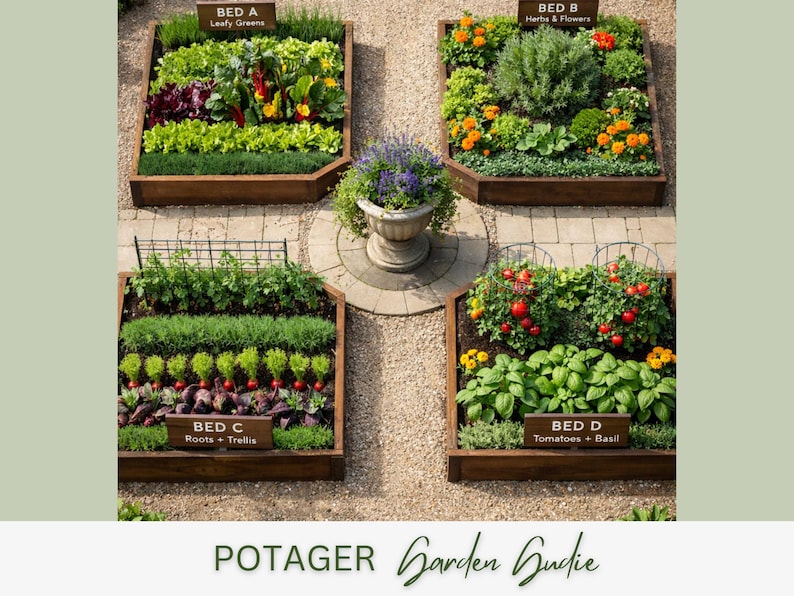 Potager Garden Design Guide PDF | Raised Bed Vegetable Garden Plans - Etsy