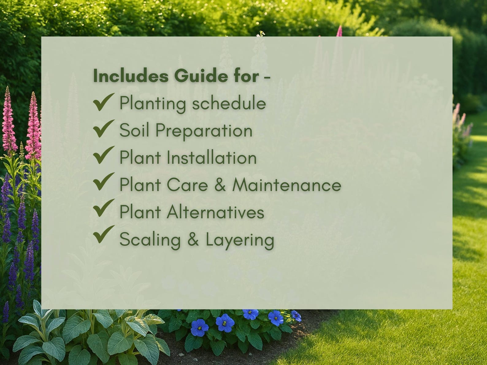 Cottage Garden Premade Landscape Design Plan: Full Sun-partial Shade ...