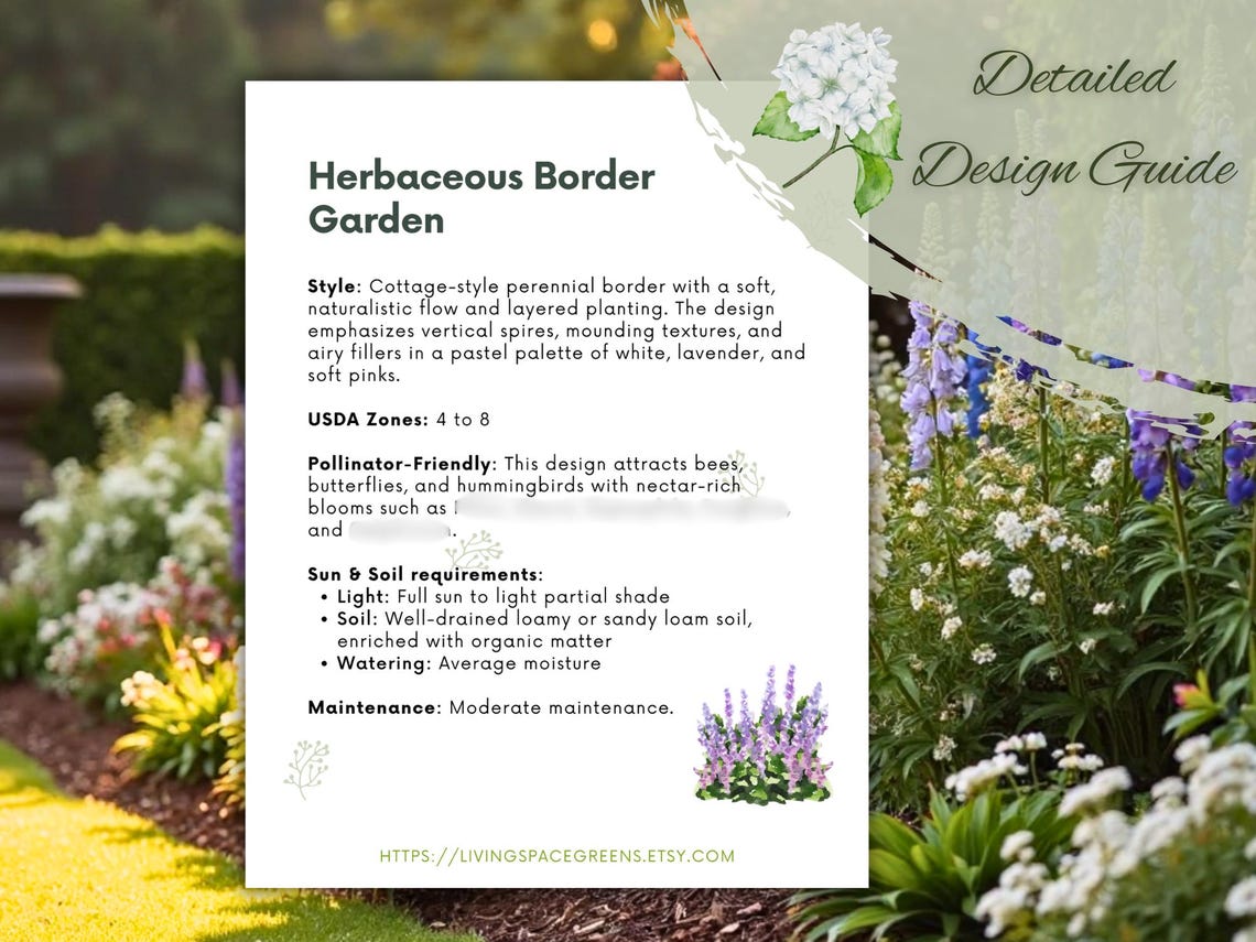 Cottage Garden Design Plan: Pollinator-friendly Perennial Border ...
