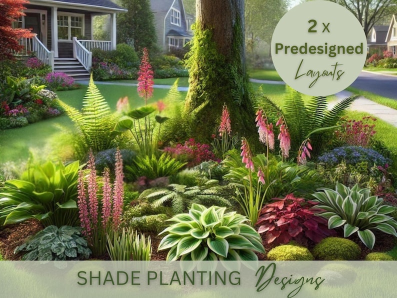 Shade Garden Design Plan: Zones 4-8, Pre-planned Landscape (digital ...