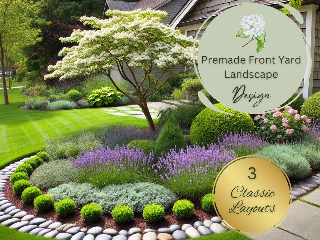 Front Yard Landscape Design Plan: Cottage Garden, Zones 5-8 (digital ...