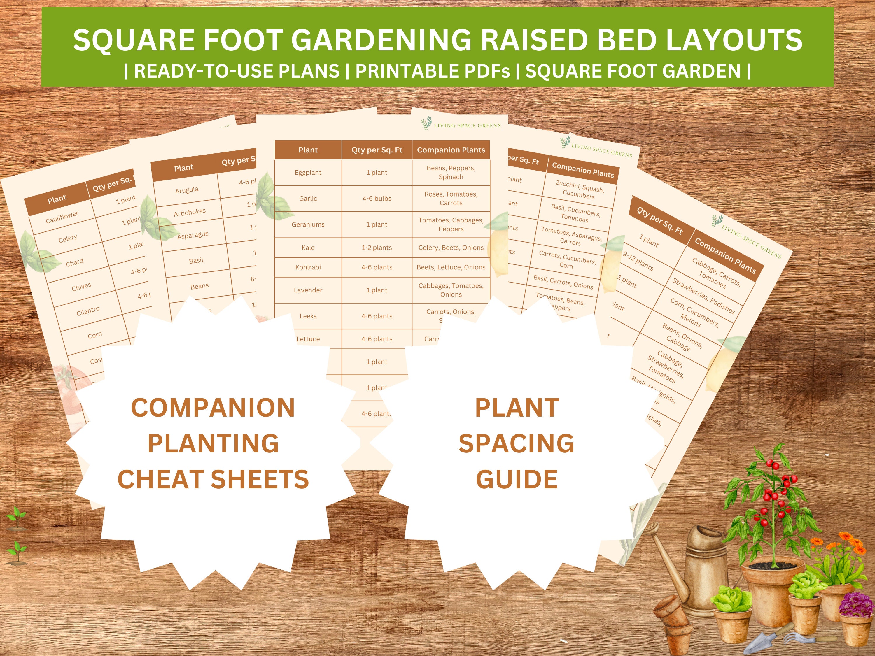 Premade Gardening Plans, Square Foot Garden Planner: Raised Bed Layouts ...