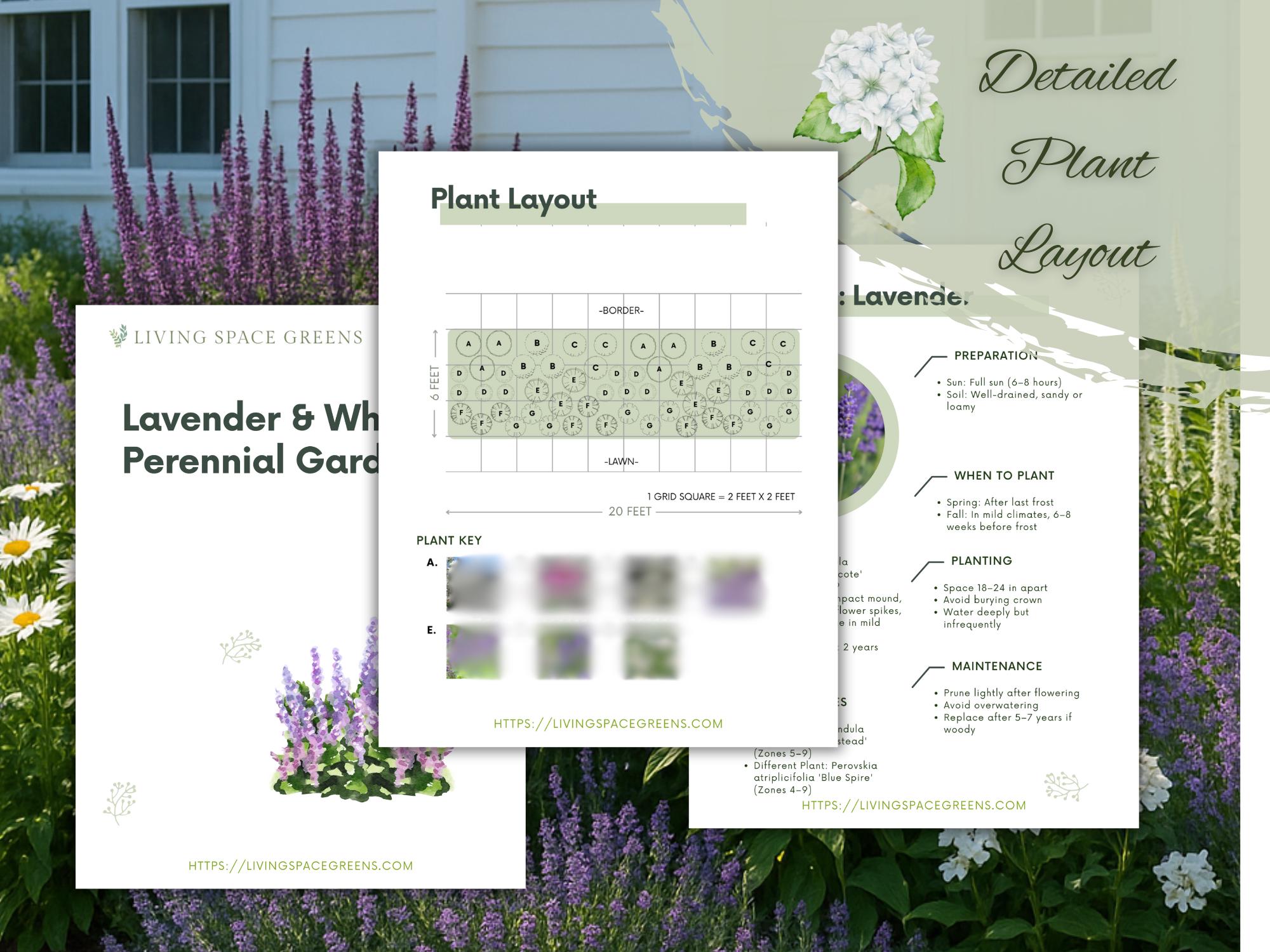 Full Sun Cottage Garden Design Landscape Design Plan: Lavender, Purple ...