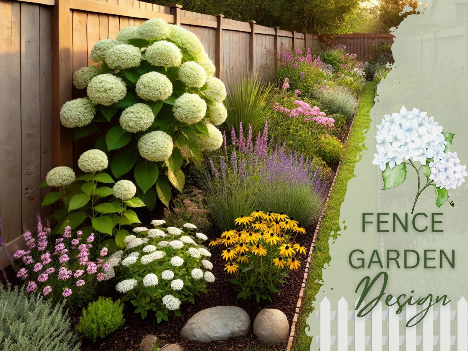 Hydrangea Garden Design Plan: Zones 4-8, Front Yard Landscape Deisgn ...