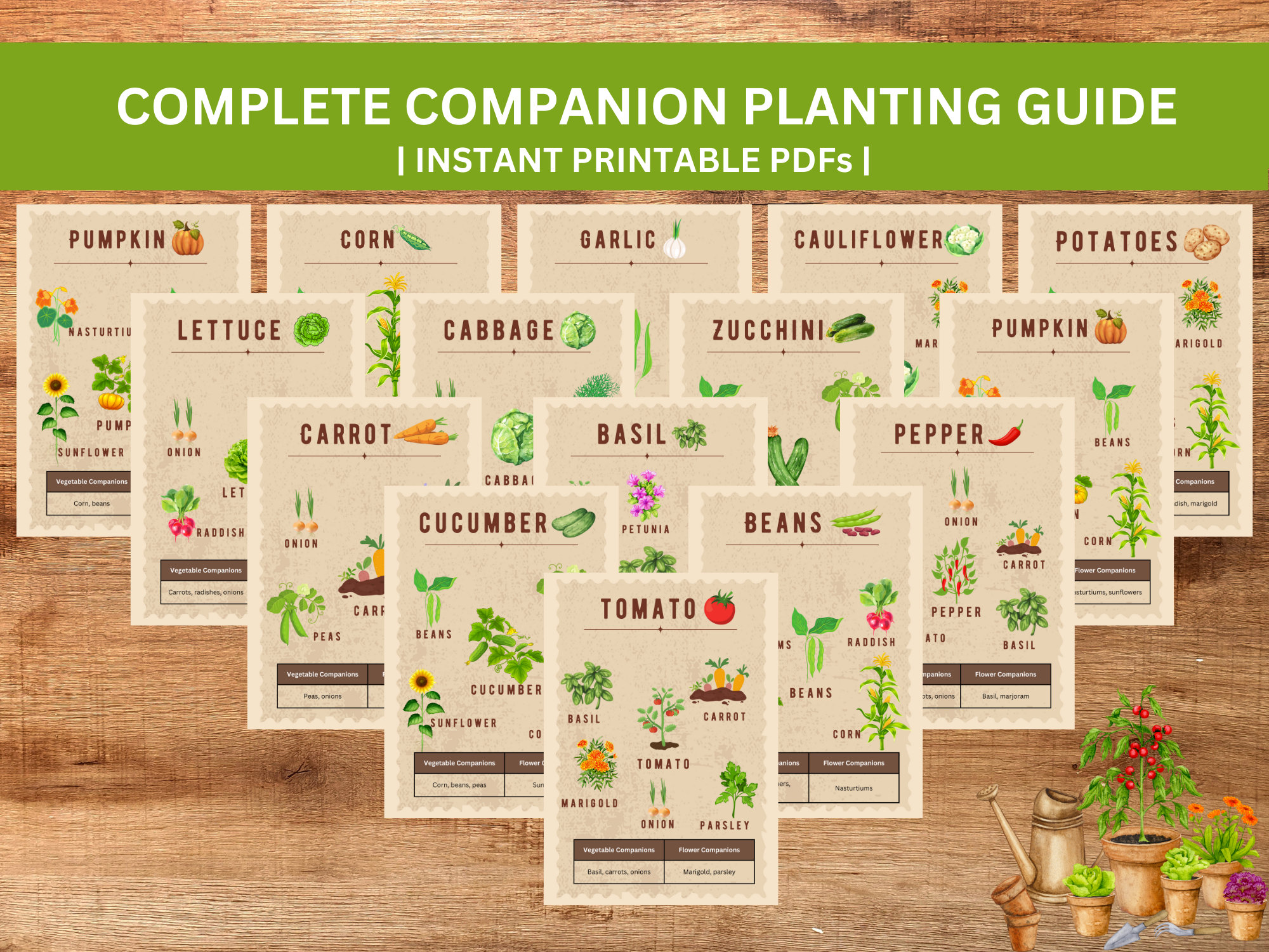 Companion Planting Guide: Square Foot Garden Planner (printable PDF) - Etsy