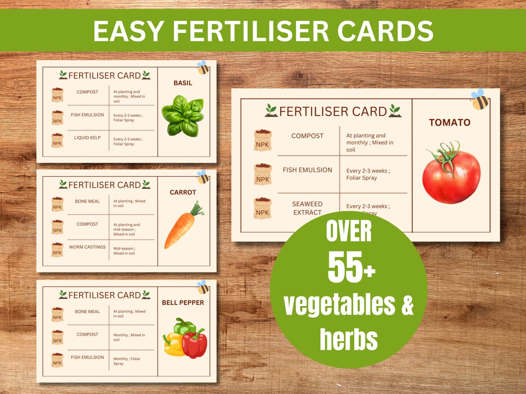 Fertiliser Cards for Vegetables and Herbs | Organic Gardening | Plant ...