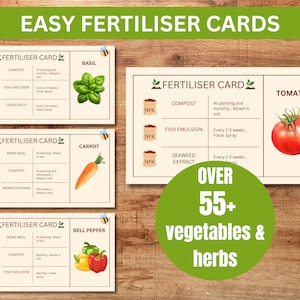 Vegetable & Herb Fertiliser Cards: Organic Gardening Guide (digital ...