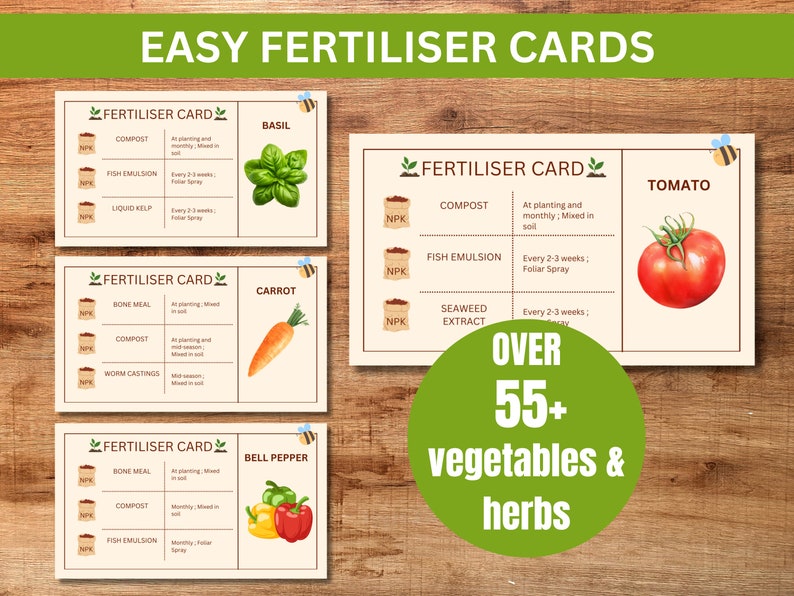 Fertiliser Cards for Vegetables and Herbs | Organic Gardening | Plant ...