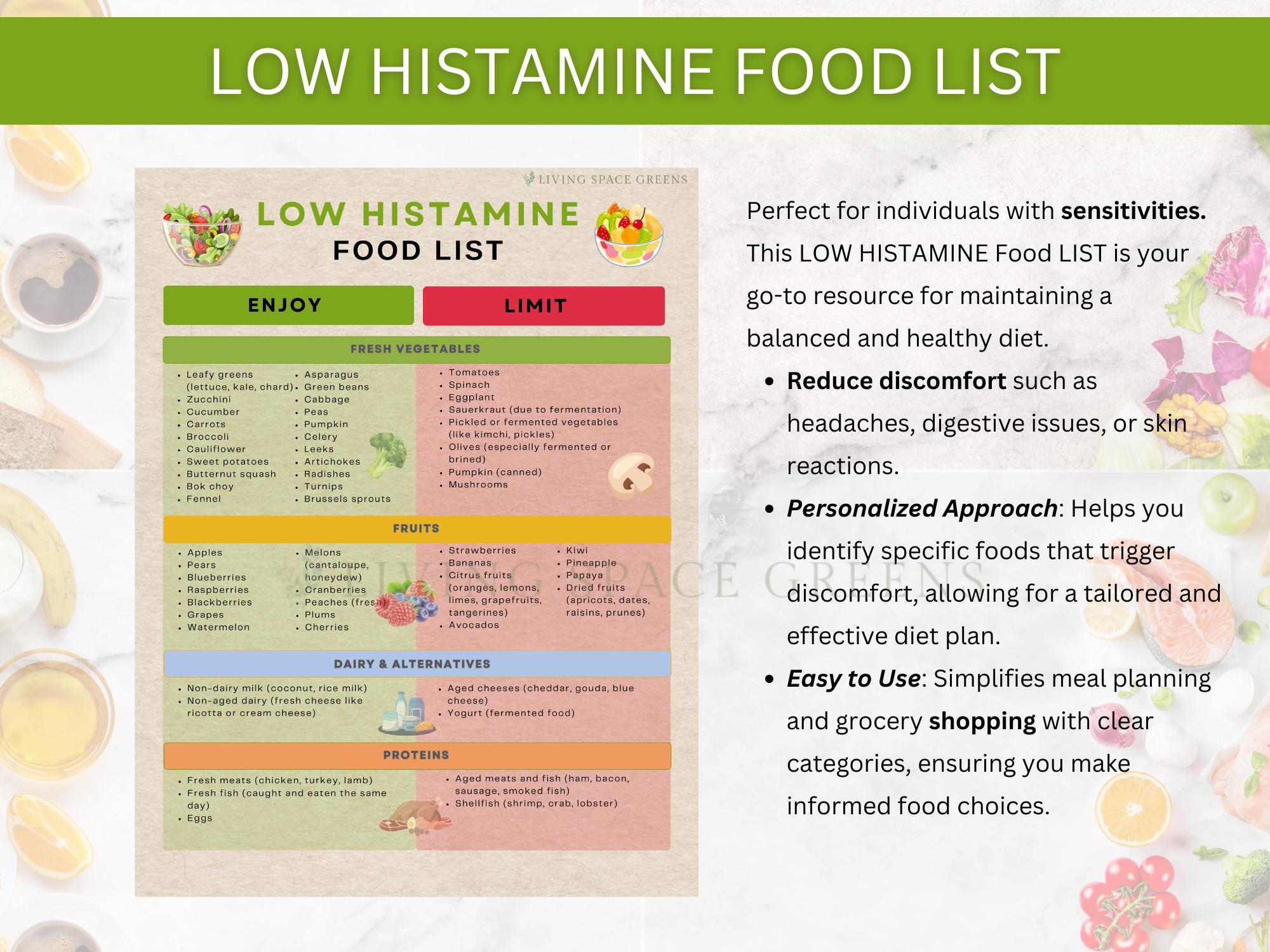 Low Histamine Food List for Histamine Intolerance Low Histamine Diet ...