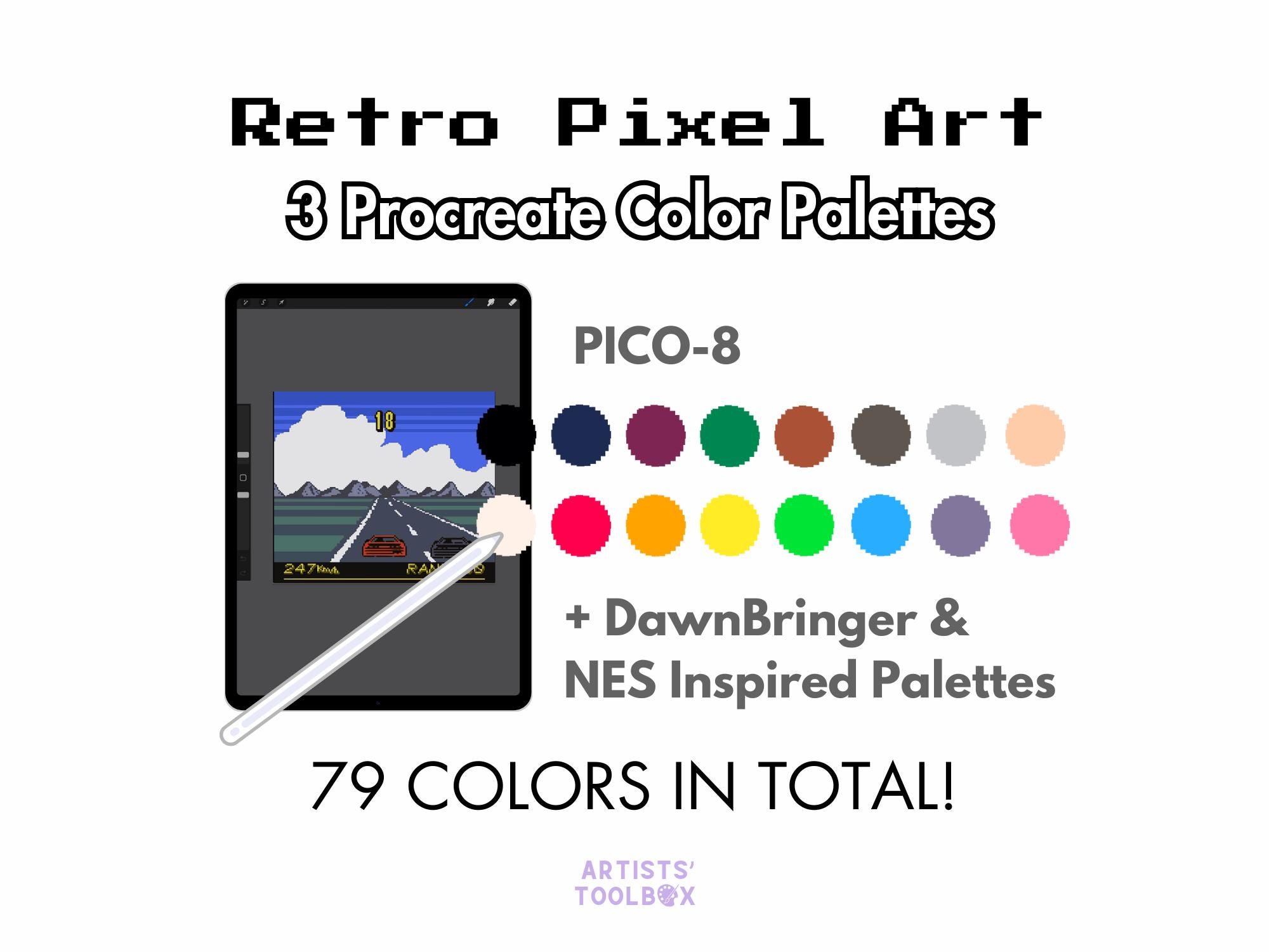 Retro Procreate Color Palette, Pixel Art, Retro-inspired Palette ...