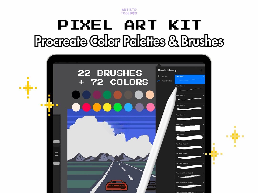 Pixel Art Procreate Kit, Procreate Brushes, Procreate Color Palette ...