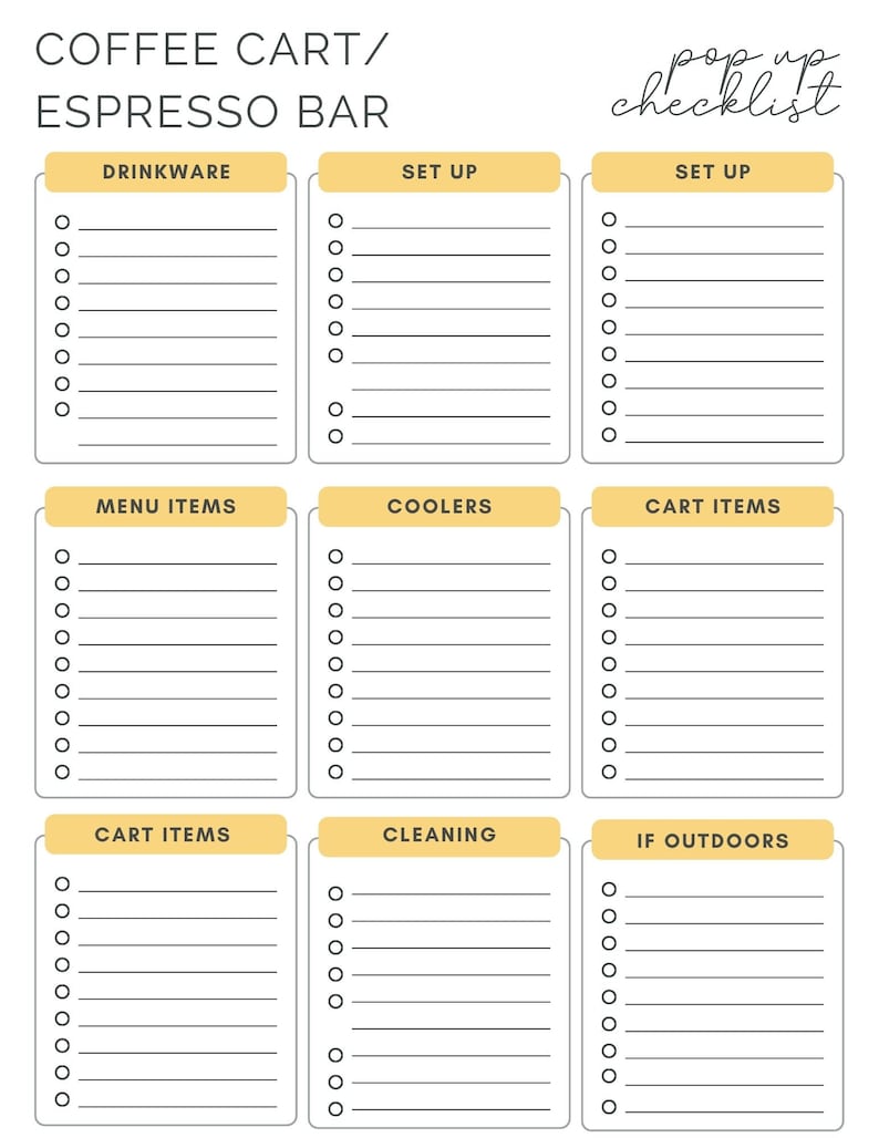 Pop-up Checklist & Valuable Tips for Mobile Coffee Carts | Mobile ...