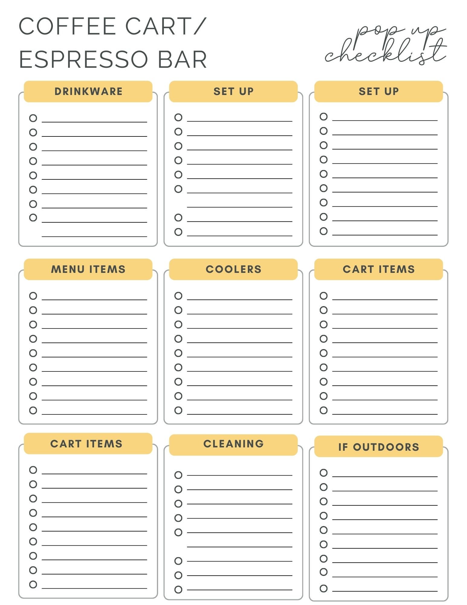 Pop-up Checklist & Valuable Tips for Mobile Coffee Carts | Mobile ...