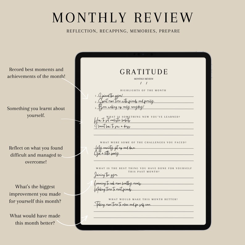 Printable Digital Gratitude Journal for Goodnotes 2024 - Monthly ...