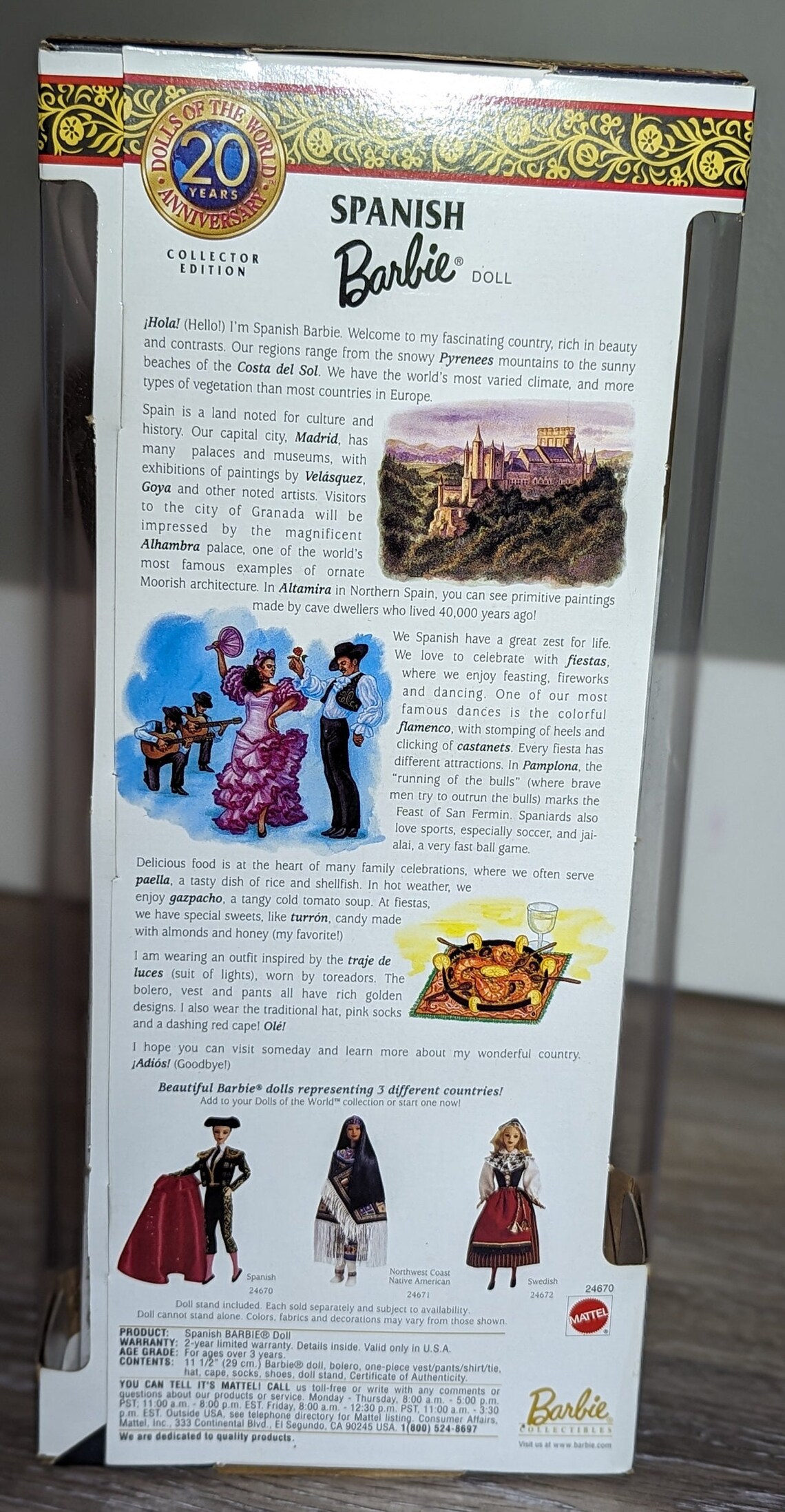 Spanish Barbie Doll (1999) #24670 - New in Box - Dolls of the World ...