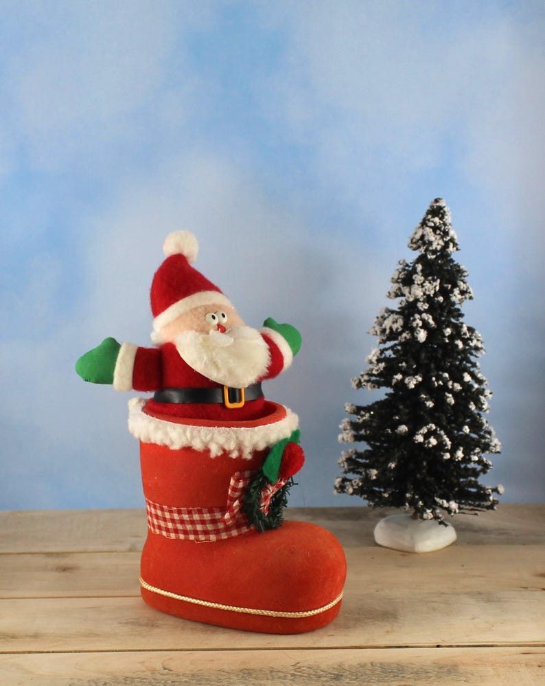 Christmas Santa Boot With Stuffed Santa - Etsy