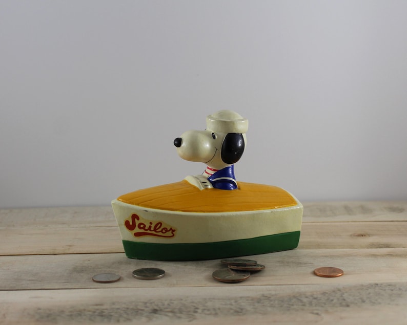 Snoopy Sailor Boat Piggy Bank - Etsy