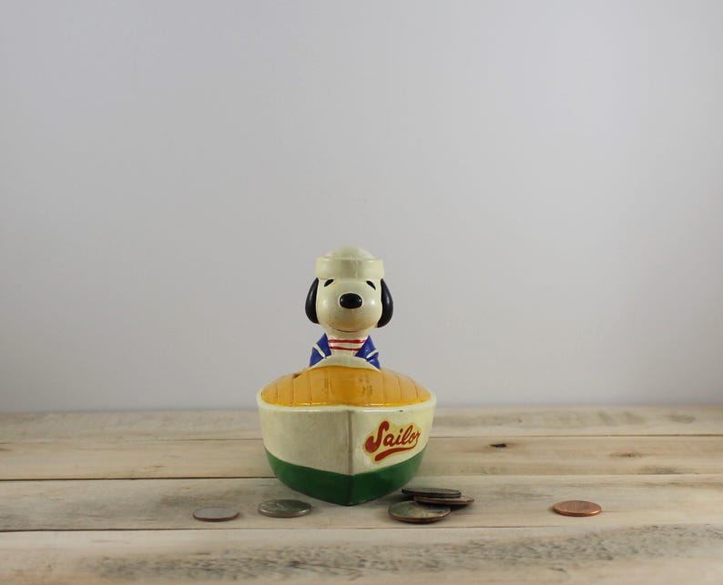 Snoopy Sailor Boat Piggy Bank - Etsy