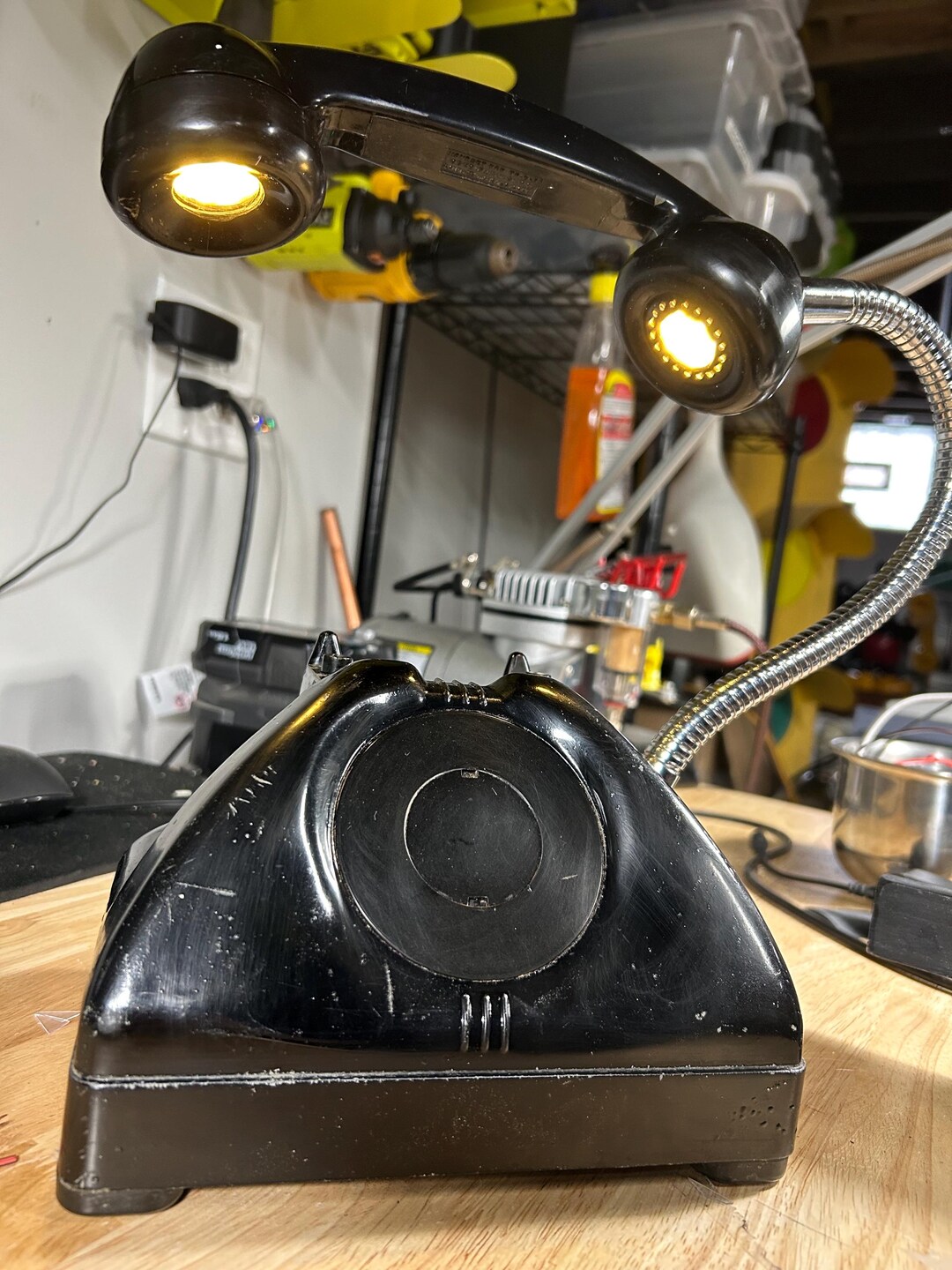 Vintage Military Phone Lamp, Black Metal, Handmade - Etsy