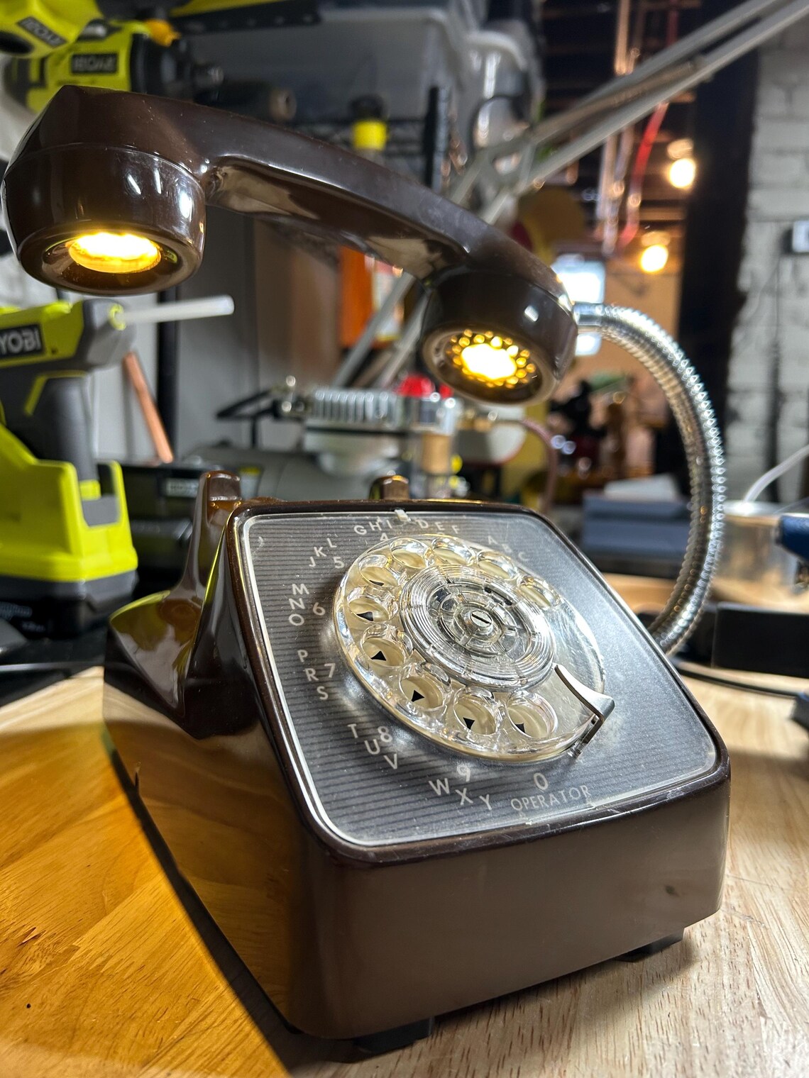 Vintage Rotary Phone Lamp, Chocolate Brown Edition, Handmade - Etsy