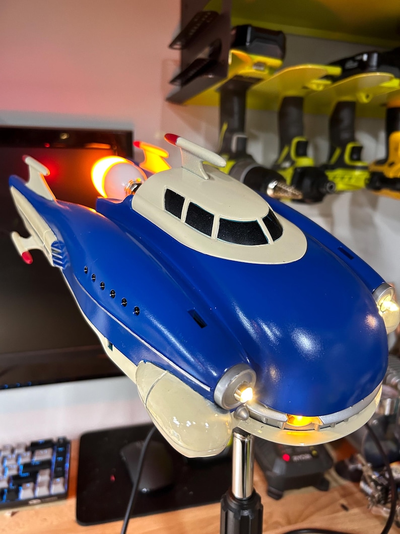 Handmade Vintage Blue UFO Spaceship Lamp, Sweet! - Etsy