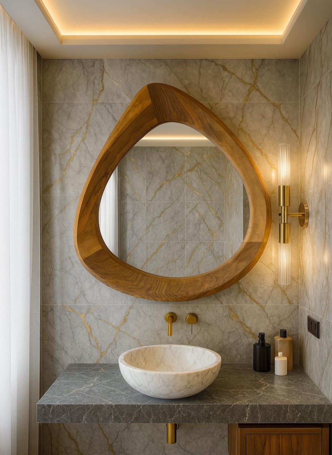Asymmetrical Wood Wall Mirror: Handmade Rustic Wooden Frame - Etsy