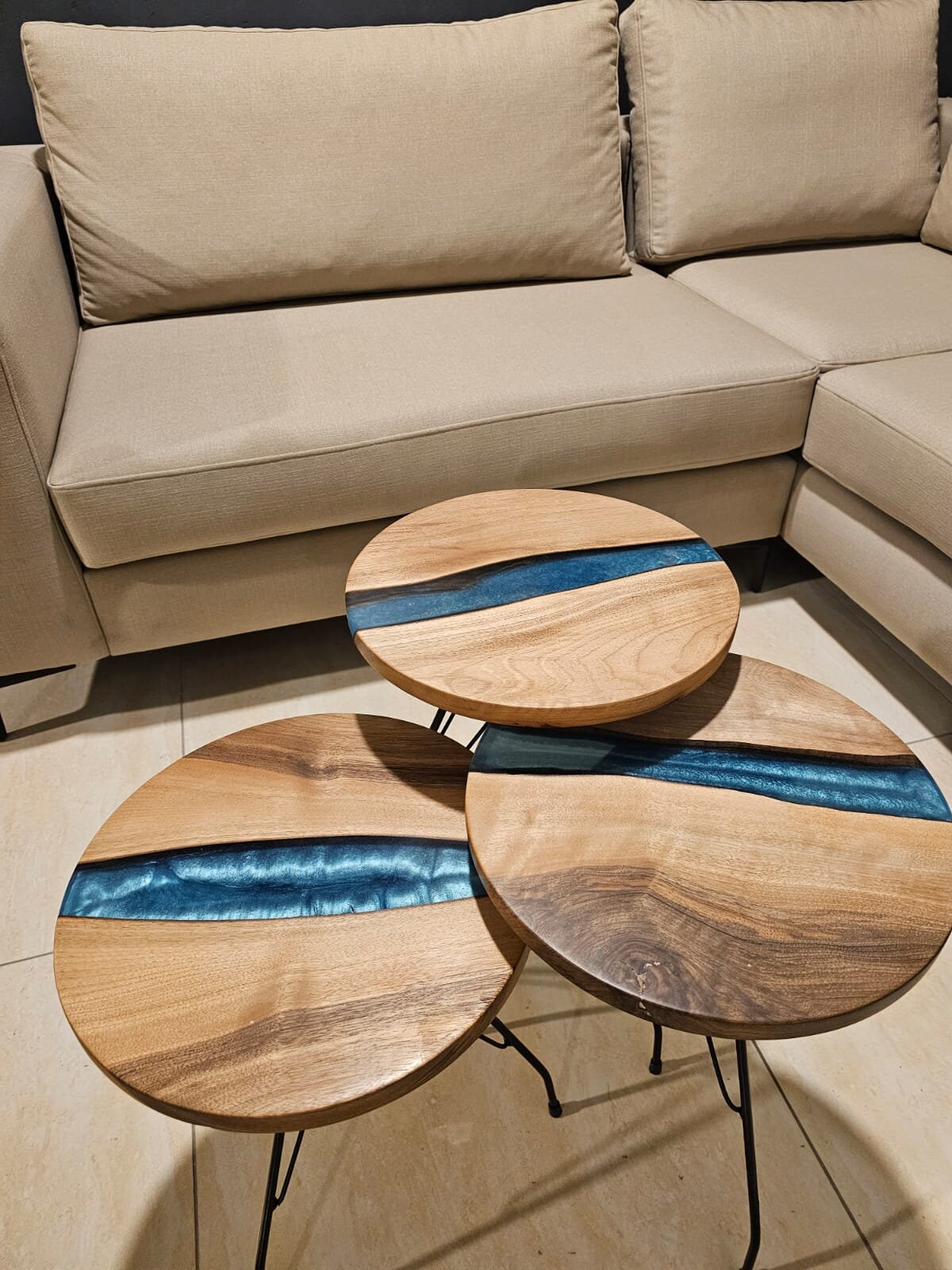 Epoxy River Coffee Table,live Edge Coffee Table, Nesting Coffee Table, Set of 3 Epoxy Resin ...