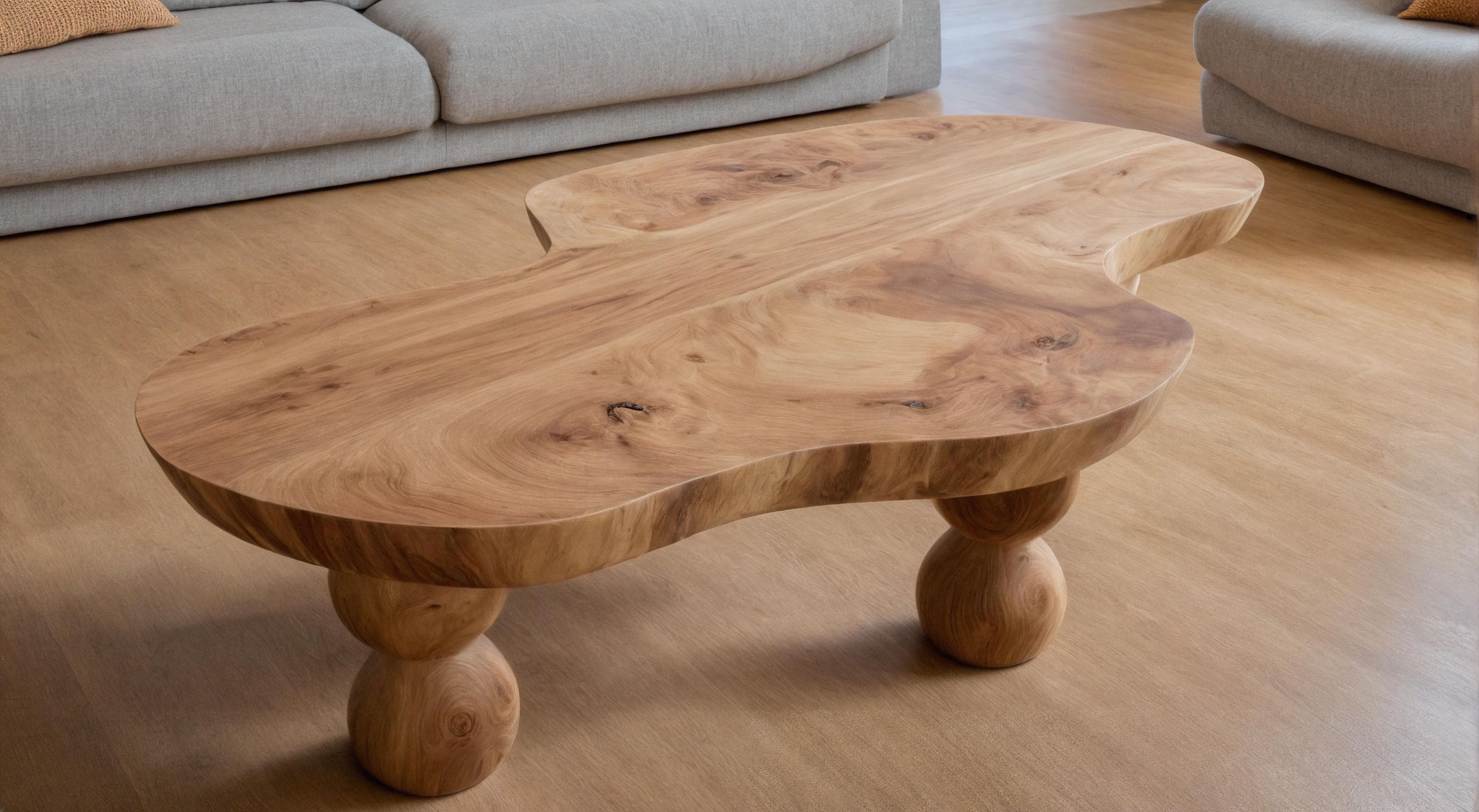 Natural Asymmetrical Wood Coffee Table, Handmade Rustic Modern Living ...