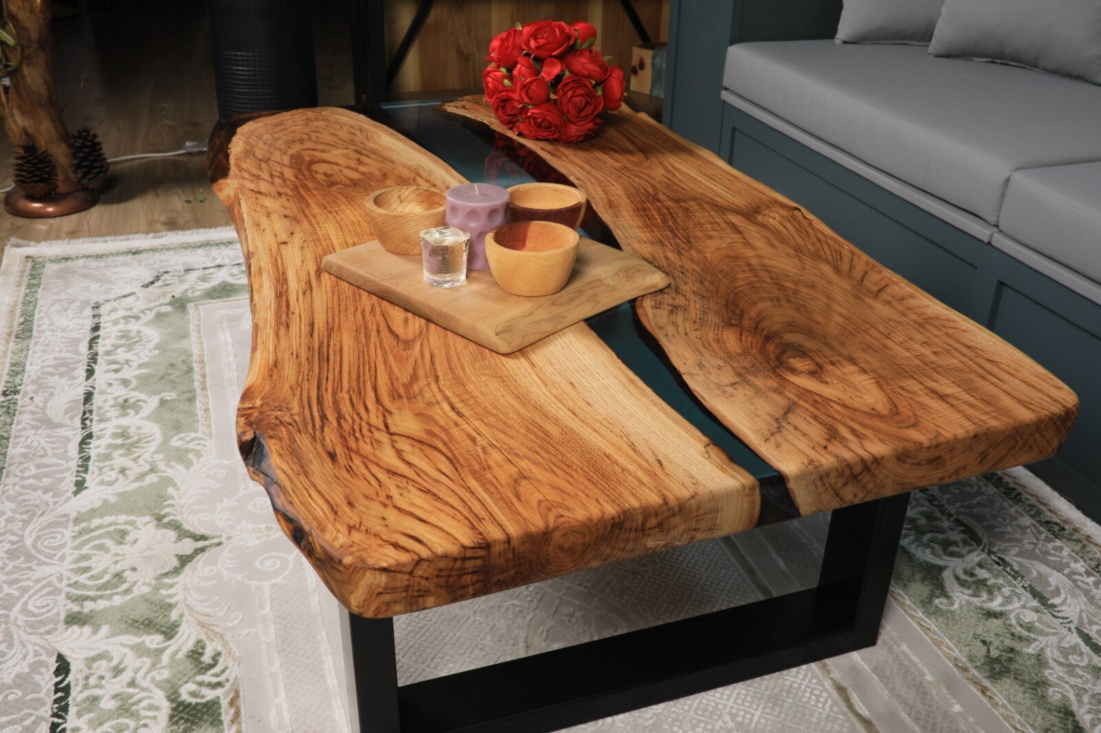 Wood Resin Coffee Table, Epoxy River Coffee Table, Blue Epoxy Coffee ...