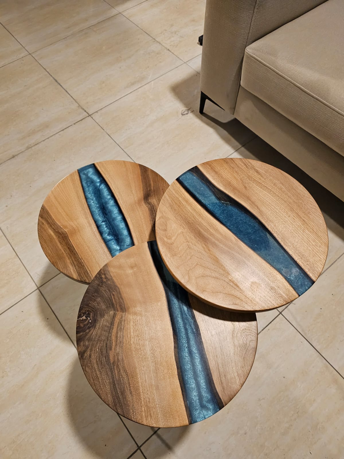 Epoxy River Coffee Table,live Edge Coffee Table, Nesting Coffee Table, Set of 3 Epoxy Resin ...