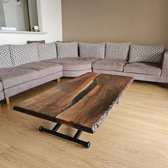 Resin Wood Walnut Adjustable Height Table Smart Convertible Table Retractable Table Foldable Dining and Coffee Table Multifunction Table Etsy UK