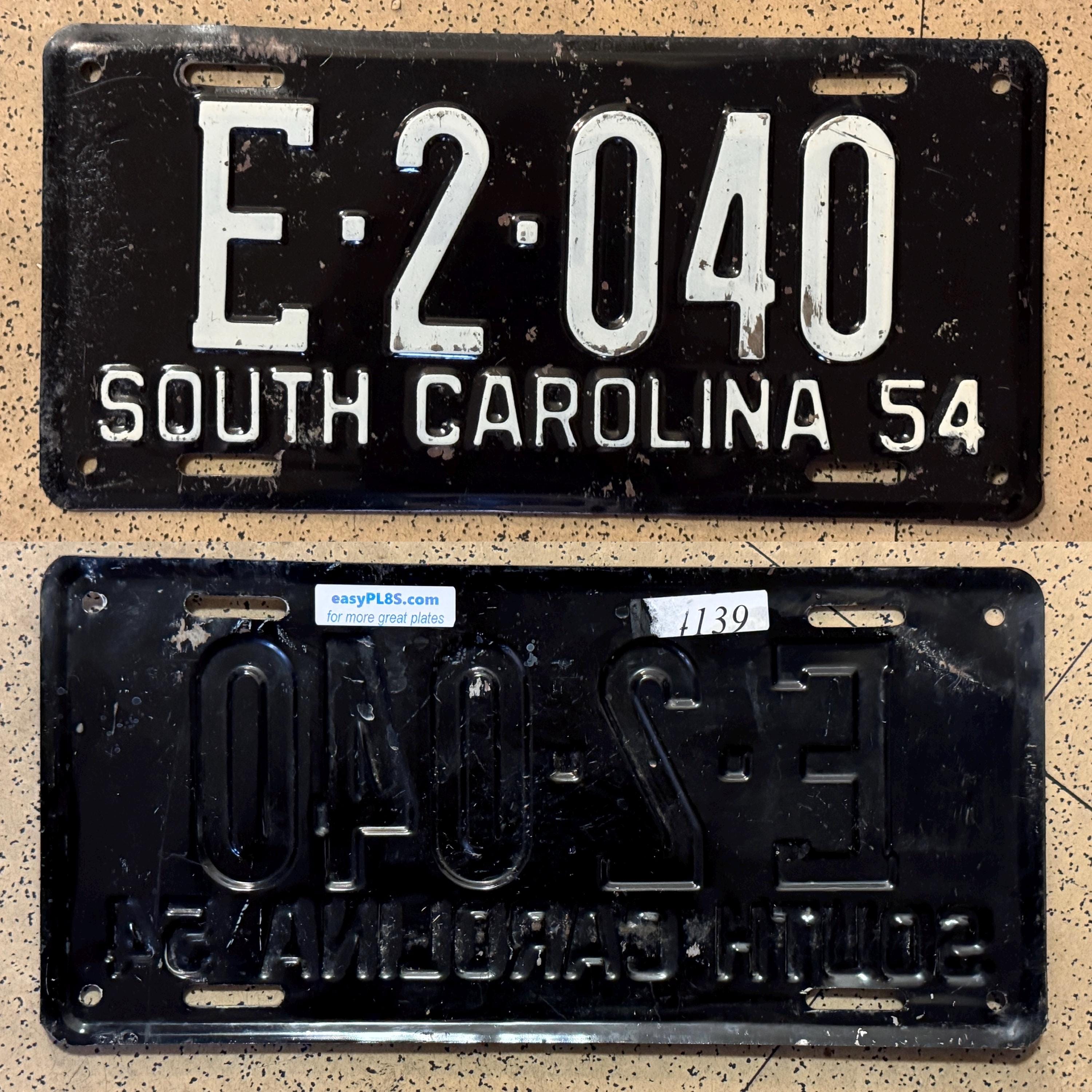 Vintage South Carolina License Plates – ALL ORIGINAL Antique Auto Tags ...