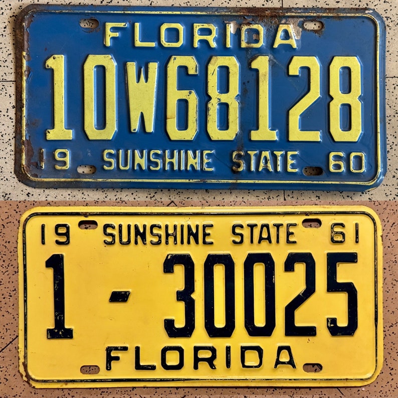Vintage FLORIDA License Plates ALL ORIGINAL Antique Auto Tags - Etsy