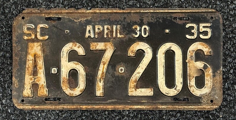 Vintage South Carolina License Plates – ALL ORIGINAL Antique Auto Tags ...