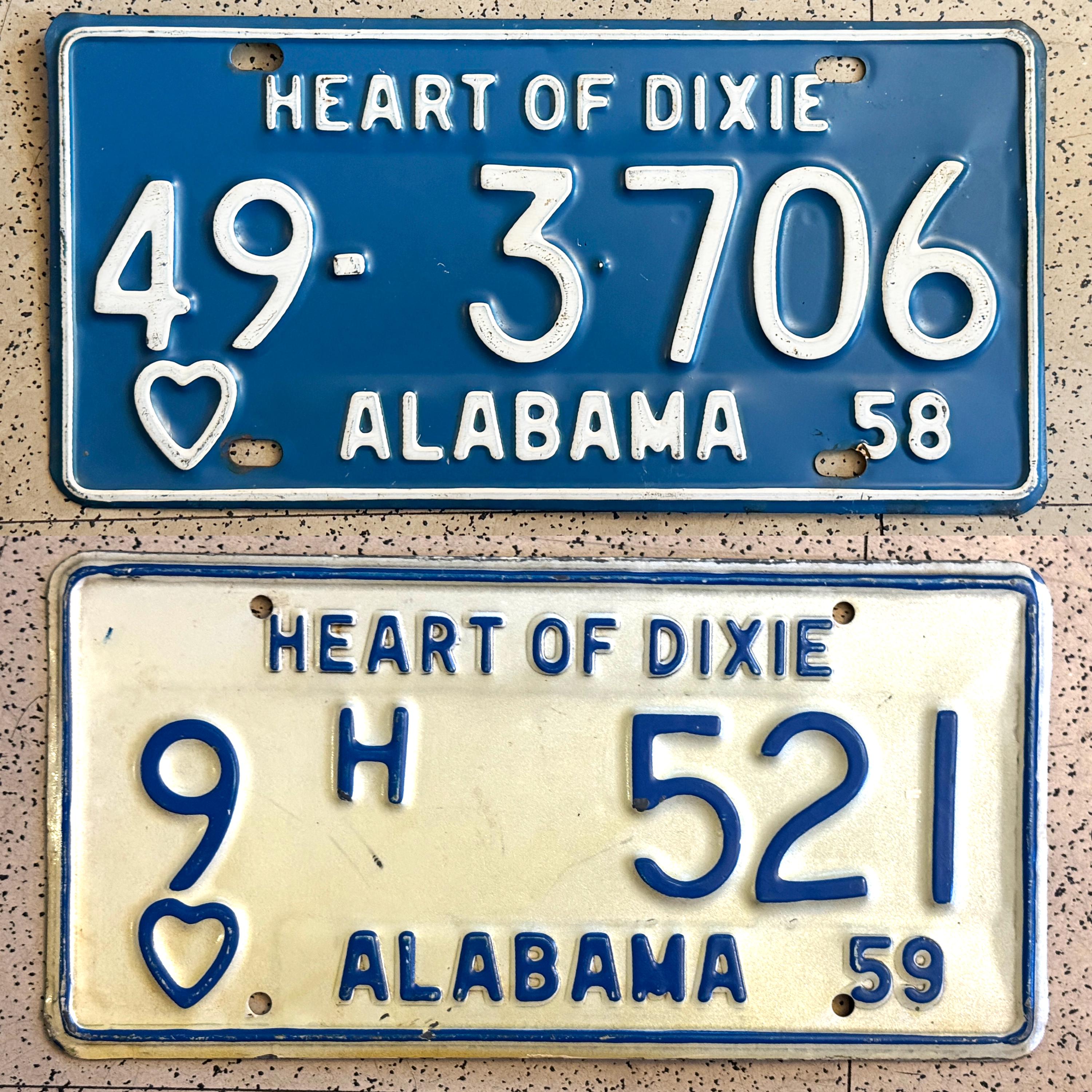 Vintage ALABAMA License Plates – ALL ORIGINAL Antique Auto Tags Man ...
