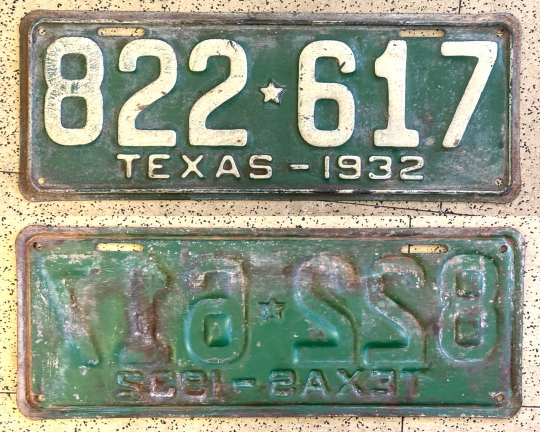 Vintage TEXAS License Plates Pre-1957 – ALL ORIGINAL Antique Auto Tags ...