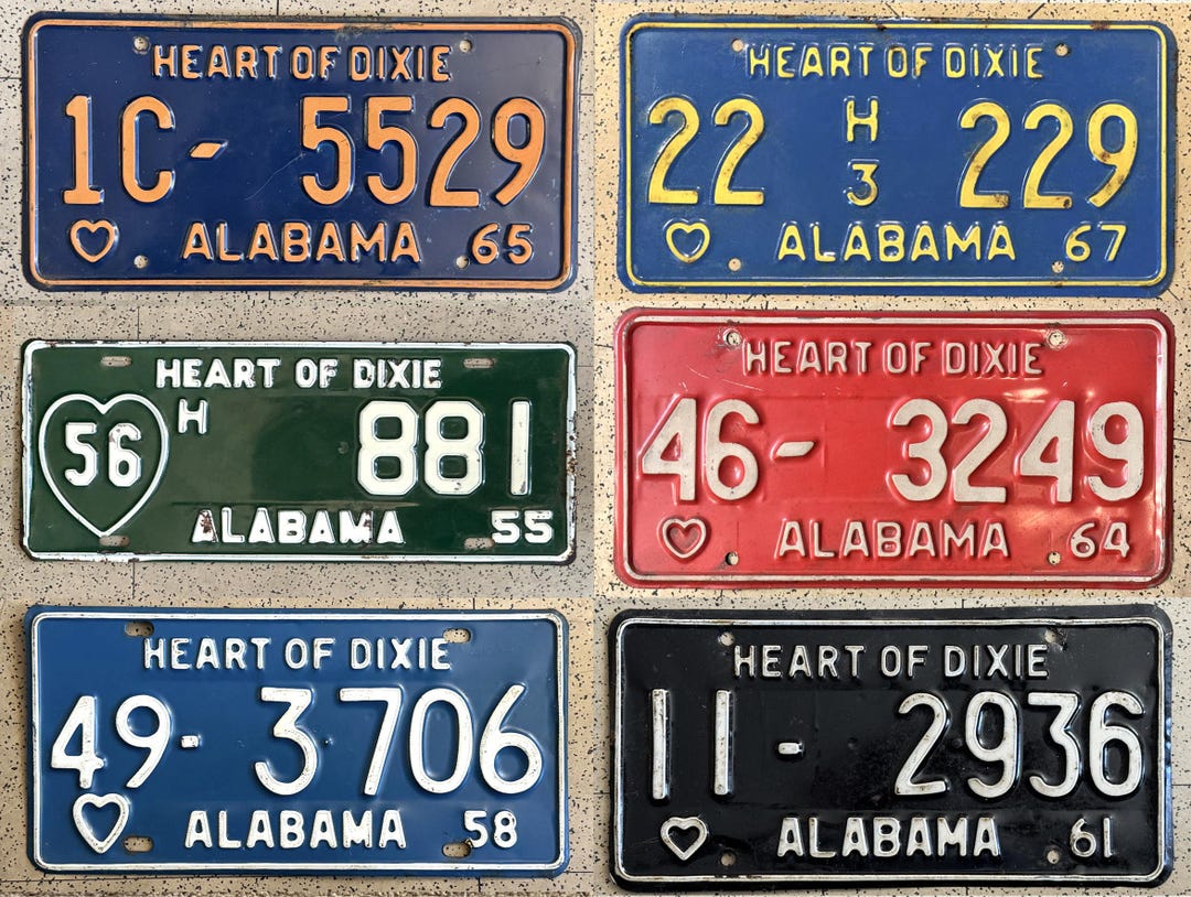 Vintage ALABAMA License Plates – ALL ORIGINAL Antique Auto Tags Man ...