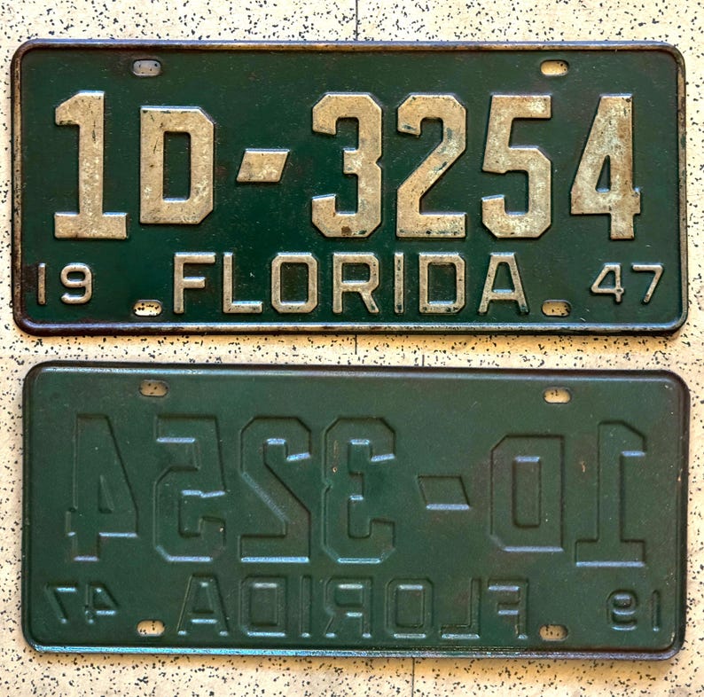 Vintage FLORIDA License Plates – ALL ORIGINAL Antique Auto/car Tags - Etsy