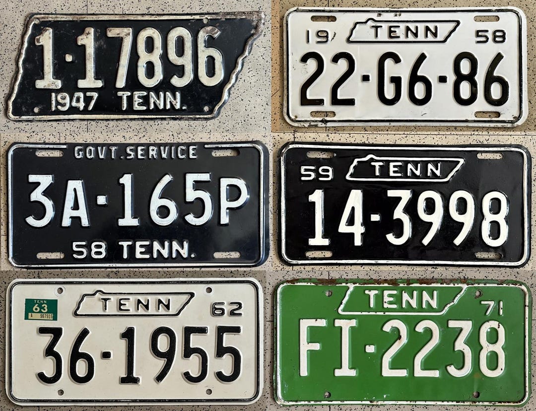 Vintage TENNESSEE License Plates ALL ORIGINAL Antique Auto Tags Man ...