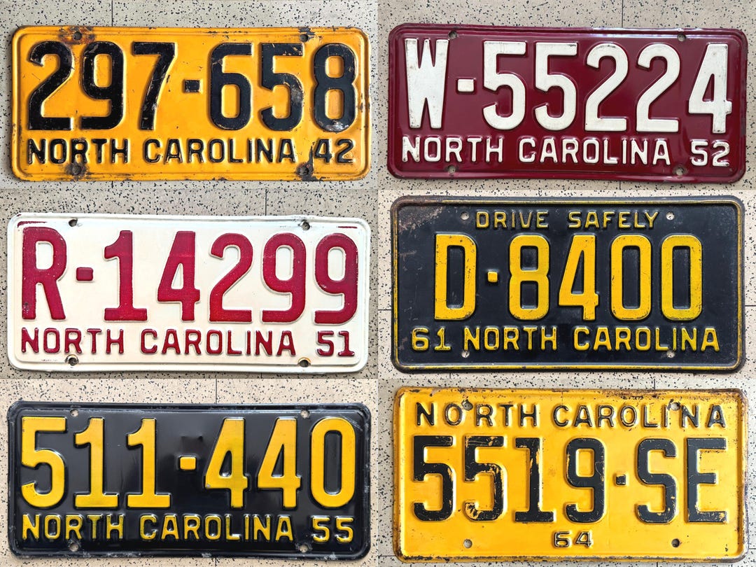 Vintage NORTH CAROLINA License Plates – All ORIGINAL Antique Auto Tags ...