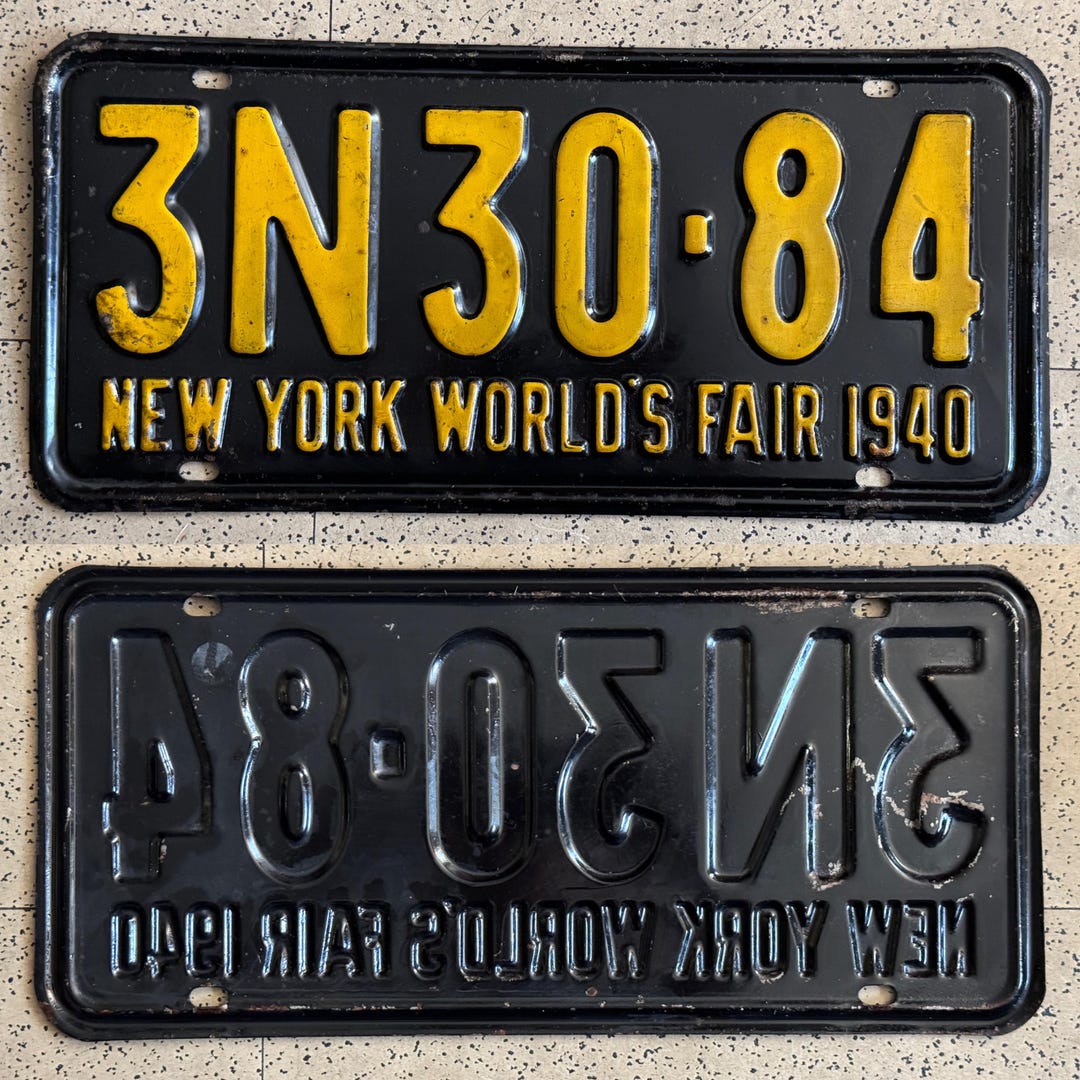 Vintage New York License Plates – ALL ORIGINAL Antique Auto Tags Man ...