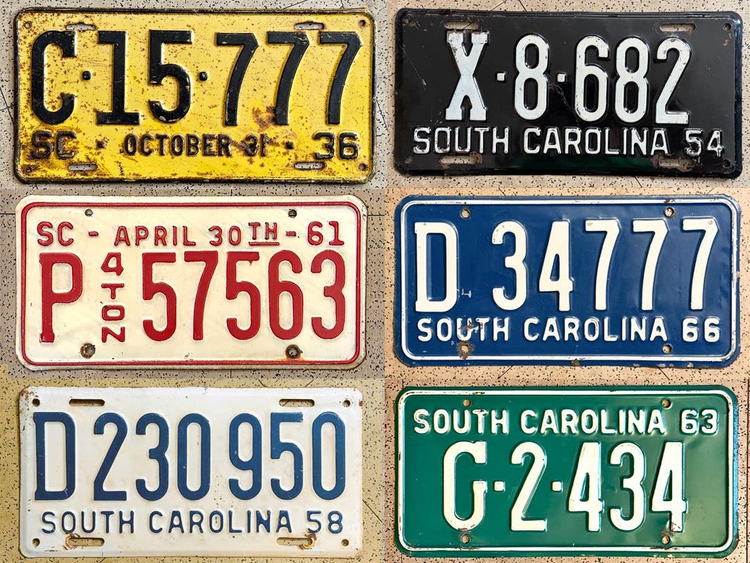 Vintage SOUTH CAROLINA License Plates – All ORIGINAL Antique Auto Tags ...