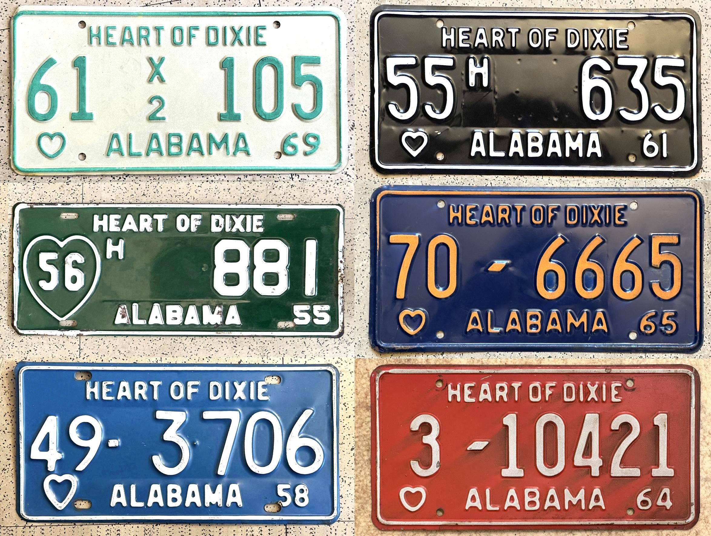 Vintage ALABAMA License Plates – ALL ORIGINAL Antique Auto Tags Man ...