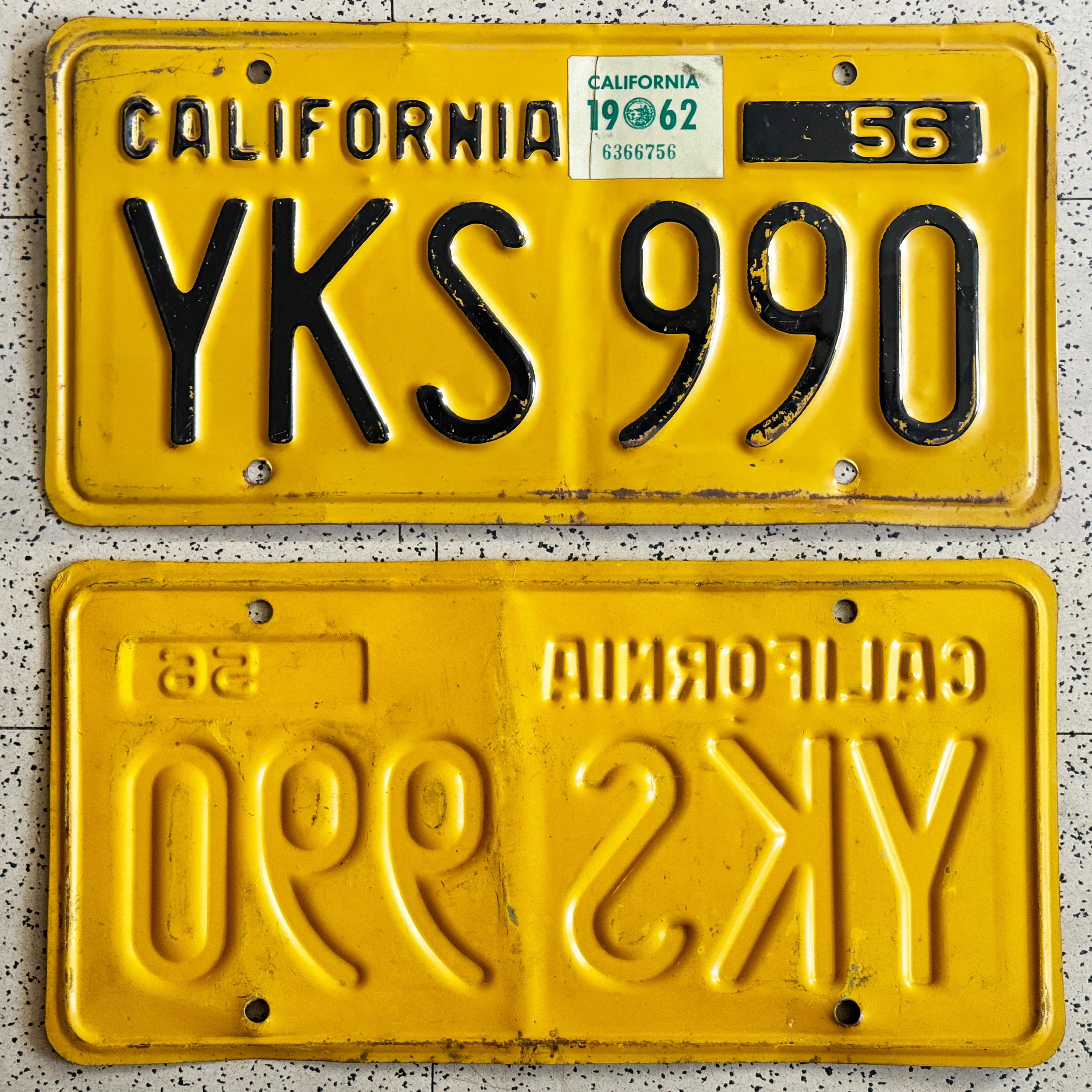 Vintage CALIFORNIA License Plates 1956present ALL ORIGINAL Antique Auto ...