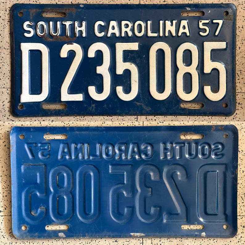 Vintage South Carolina License Plates – ALL ORIGINAL Antique Auto Tags ...
