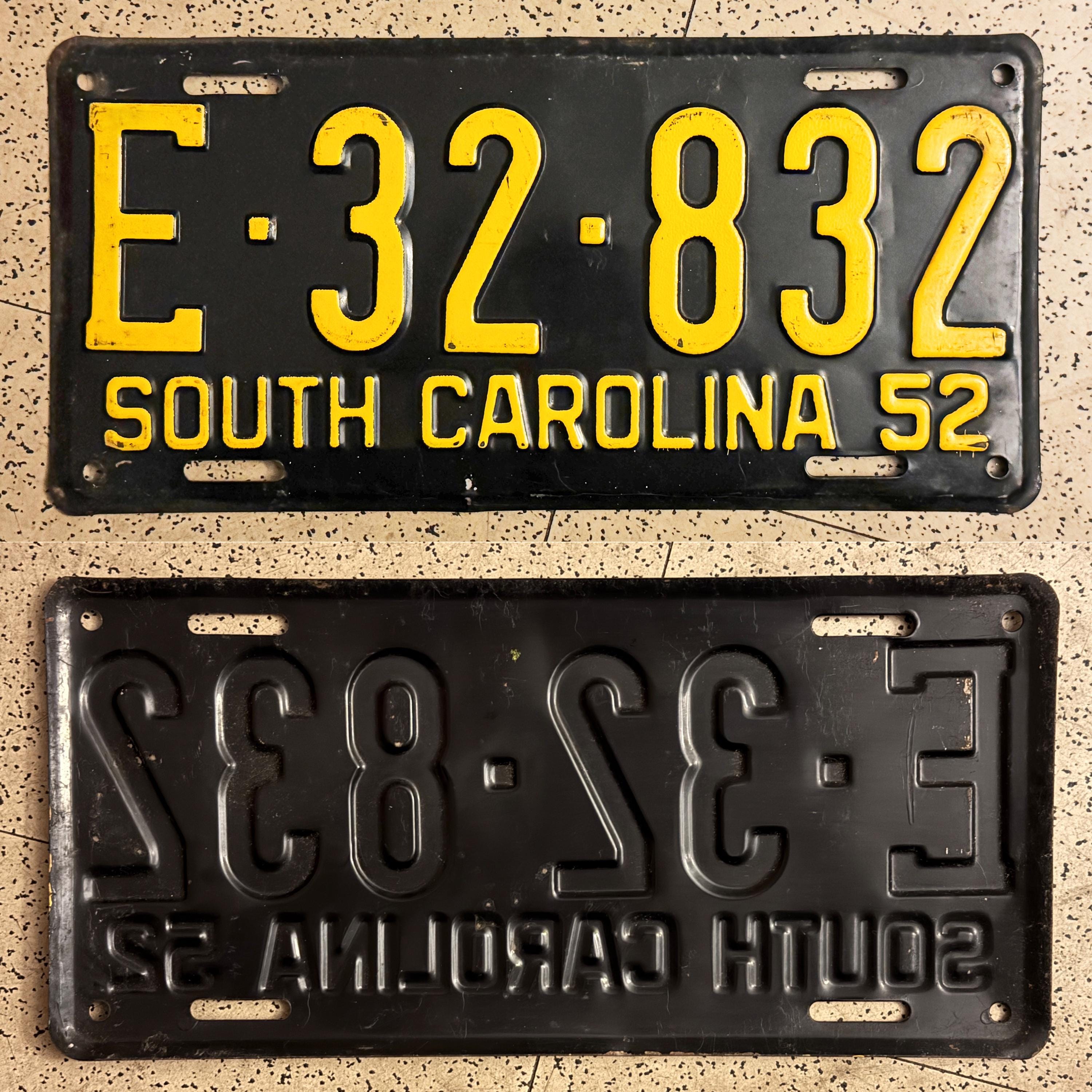 Vintage South Carolina License Plates – ALL ORIGINAL Antique Auto Tags ...